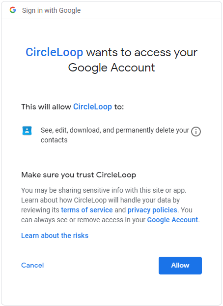 Integrating CircleLoop with Google