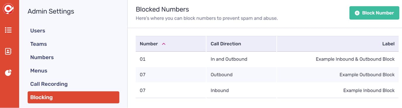 Administrator Settings - Blocking