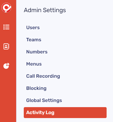 Administrator Settings - Activity Log